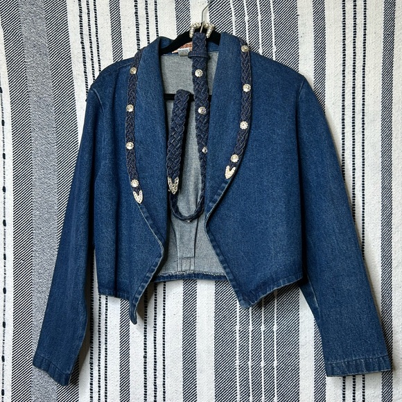 apache | Jackets & Coats | Vintage Apache Denim Bedazzled Jacket With ...